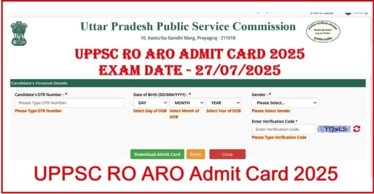 UPPSC RO ARO Admit Card 2025 – JobInfo